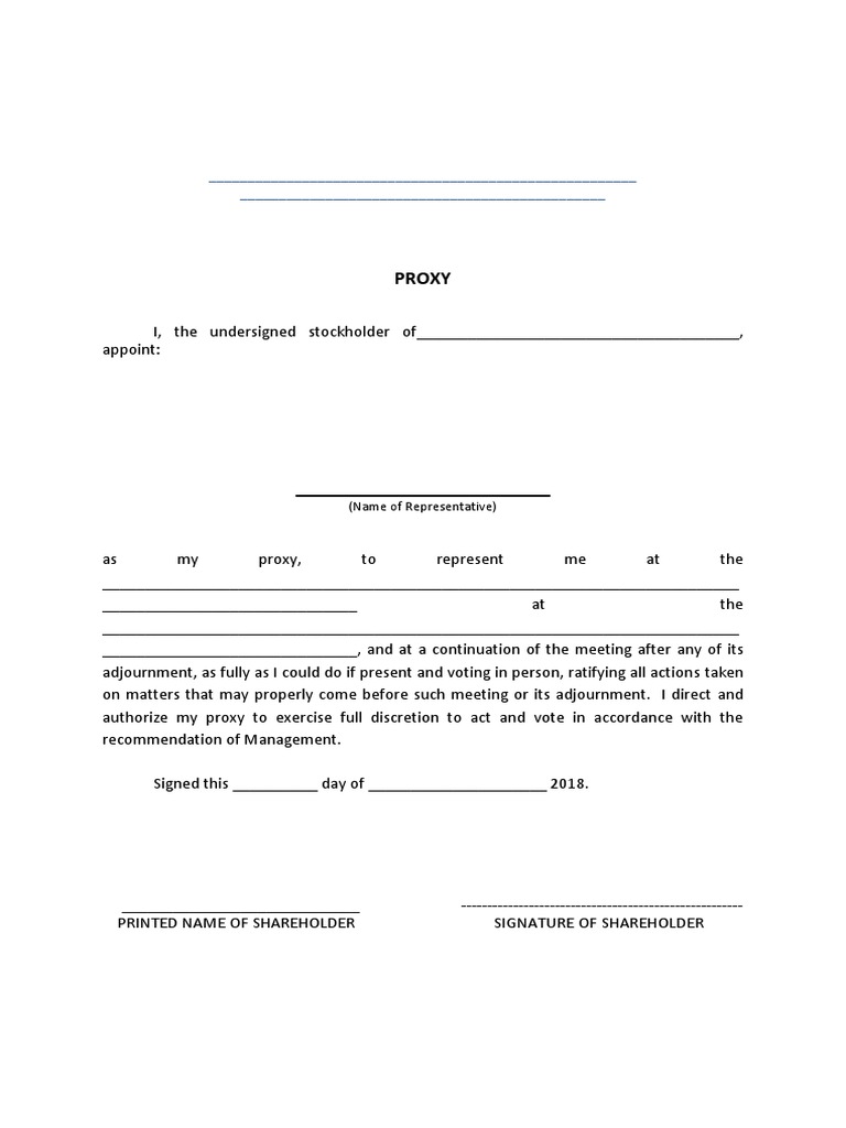 Proxy Form Template | PDF