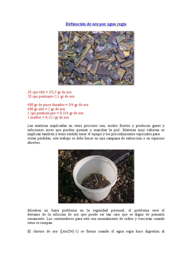 Refinación de oro con agua regia | PDF | Solubilidad | Cloruro