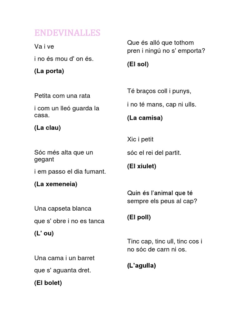 Endevinalles Tercer | PDF