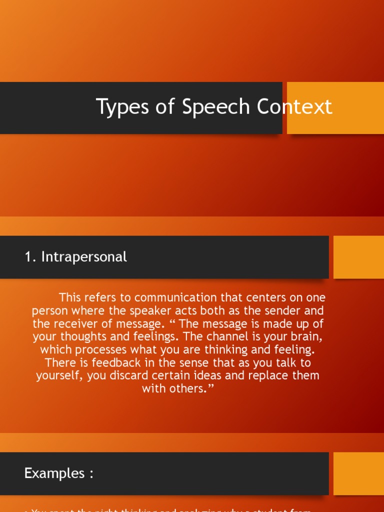 Types of Speech Context | PDF | Interpersonal Communication | Communication