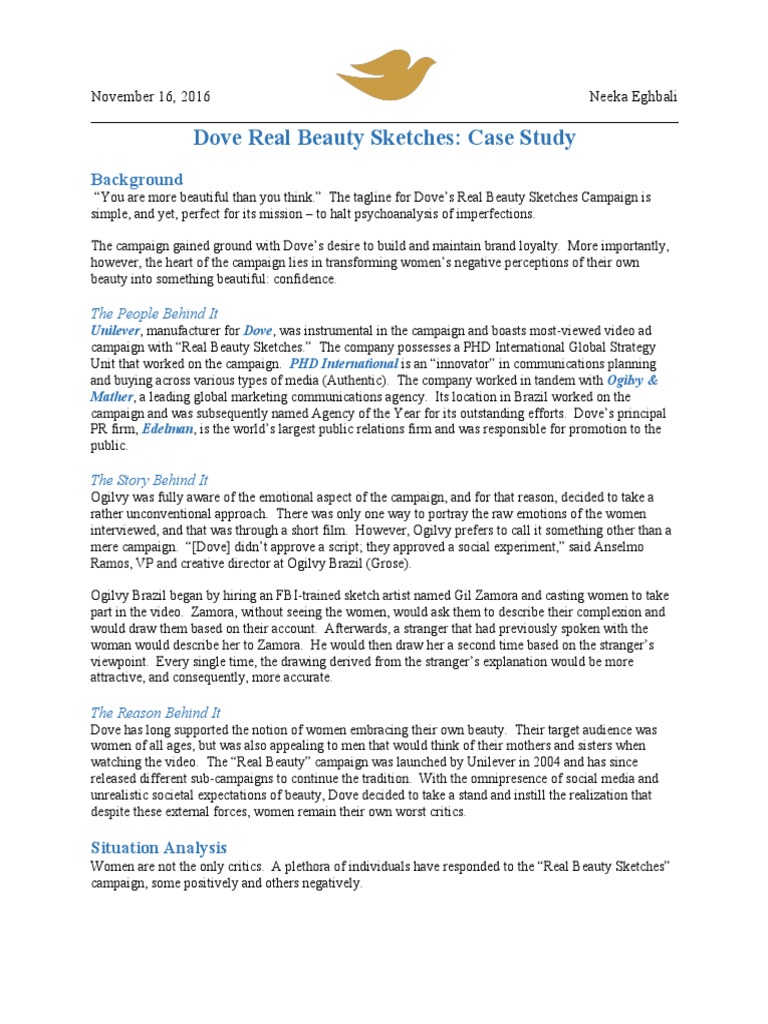 Dove Real Beauty Sketches Case Study | PDF | Promotion And Marketing ...