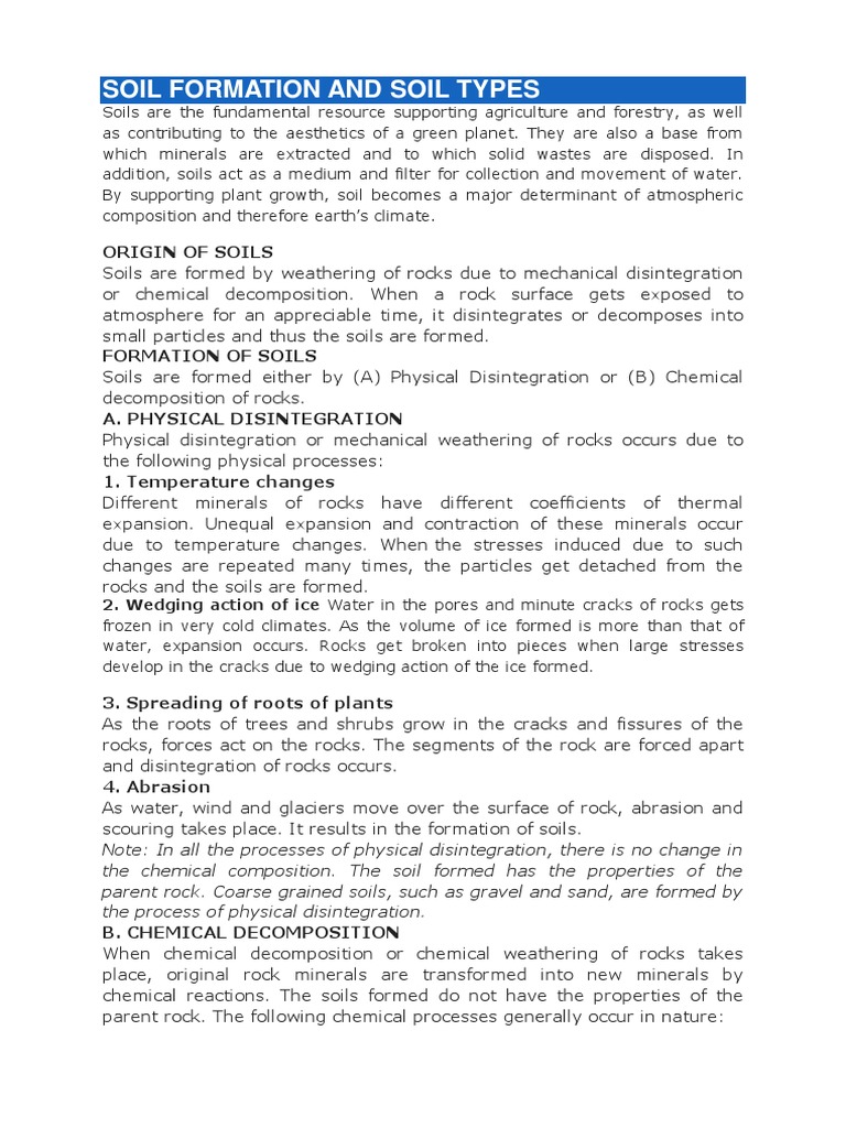 Soil Formation and Soil Types | PDF | Weathering | Deposition (Geology)