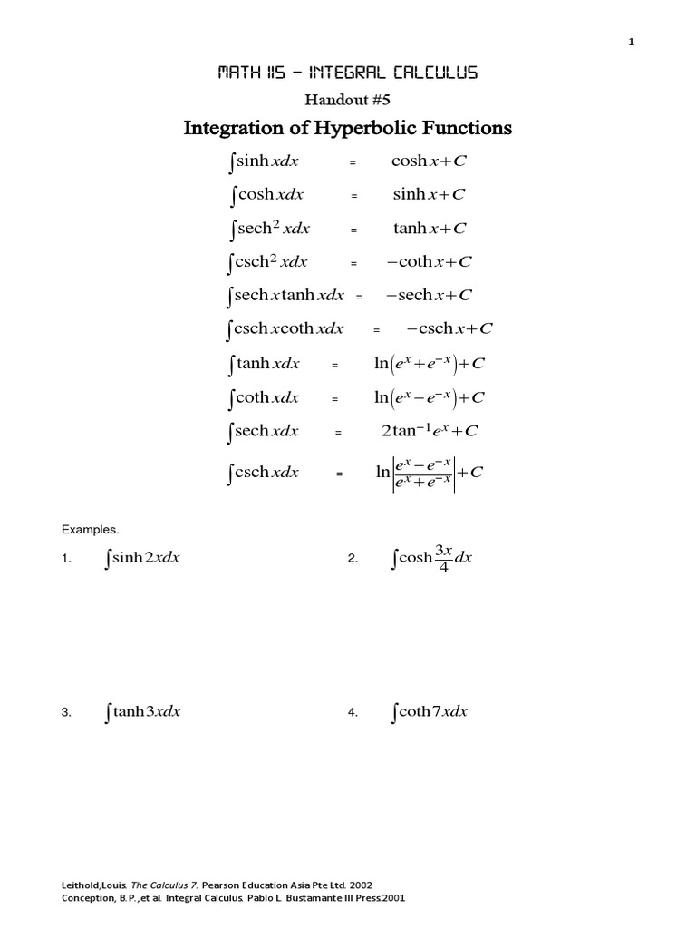 5. Integration of Hyperbolic Functions | Metric Geometry | Geometric Shapes