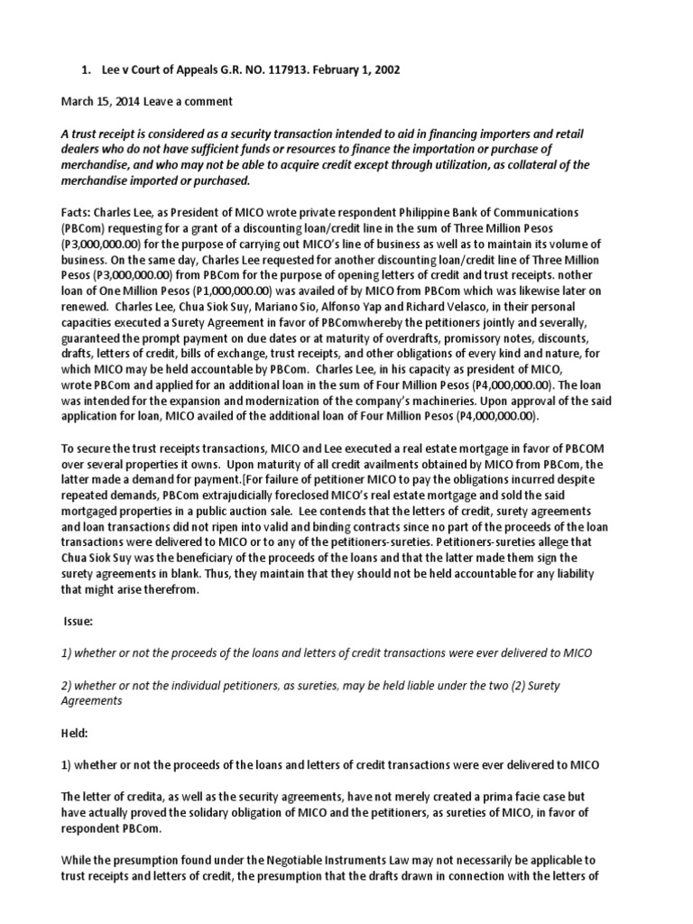 Lee V Court of Appeals G.R. NO. 117913. February 1, 2002 | PDF ...