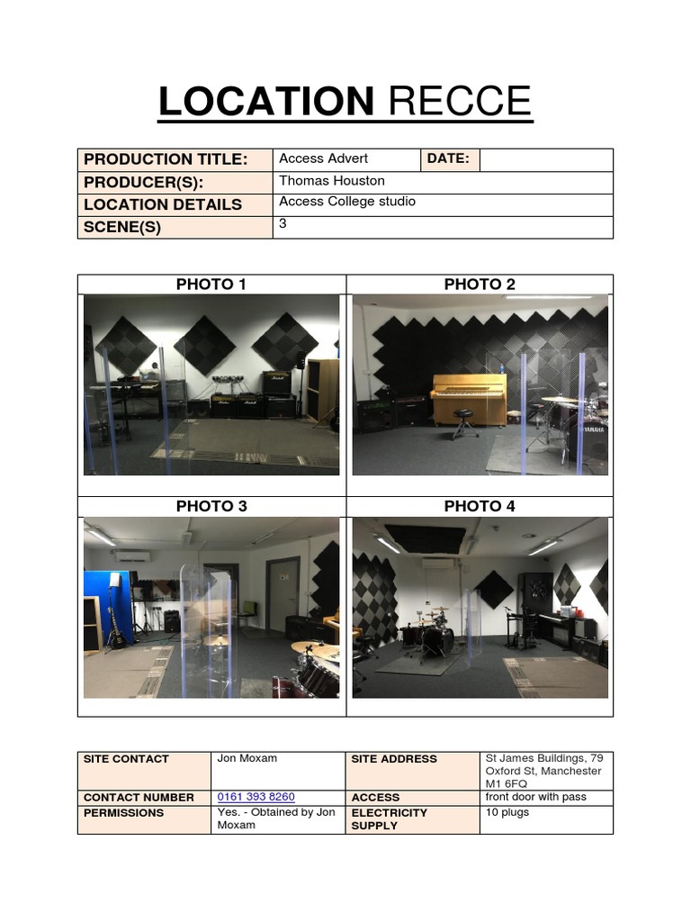Recording Studio of Location Recce Access | PDF