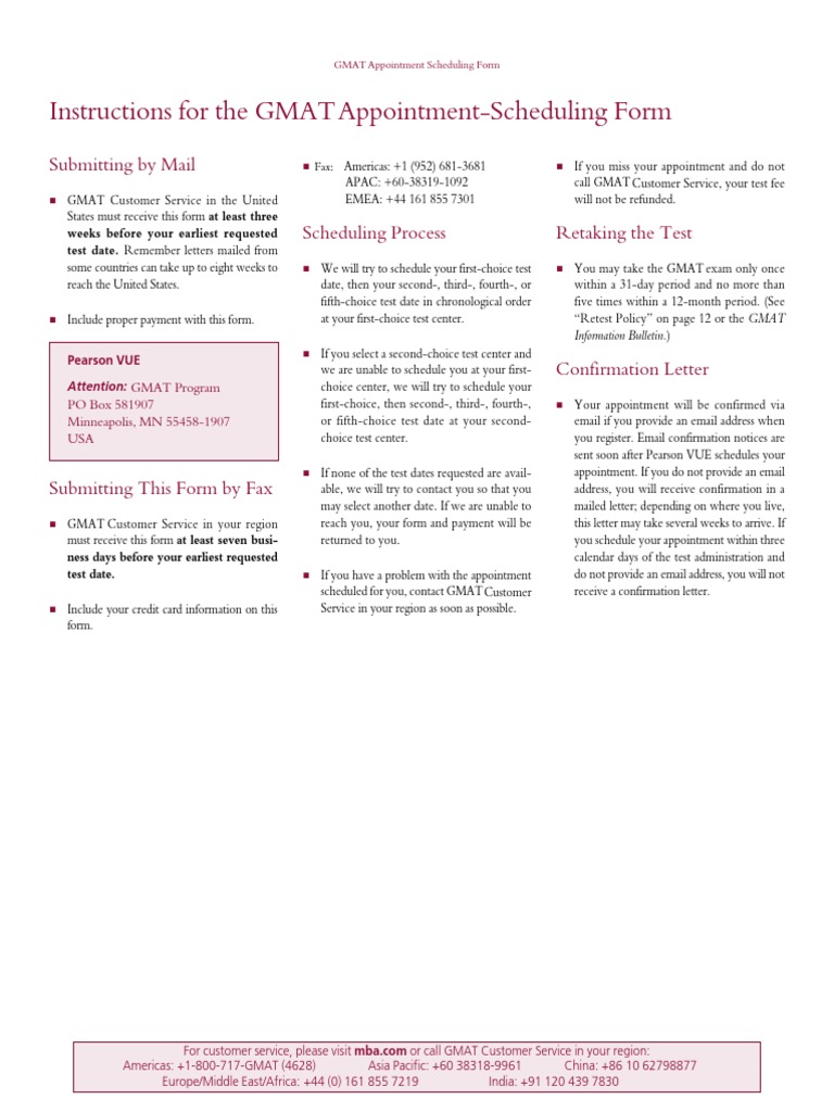 GMAT Bulletin 2010 Scheduling FORMS FINAL | PDF | Credit Card | Race ...