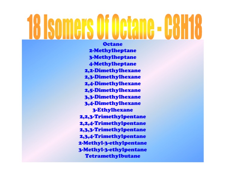 18 Isomers of Octane - C8H18 | PDF