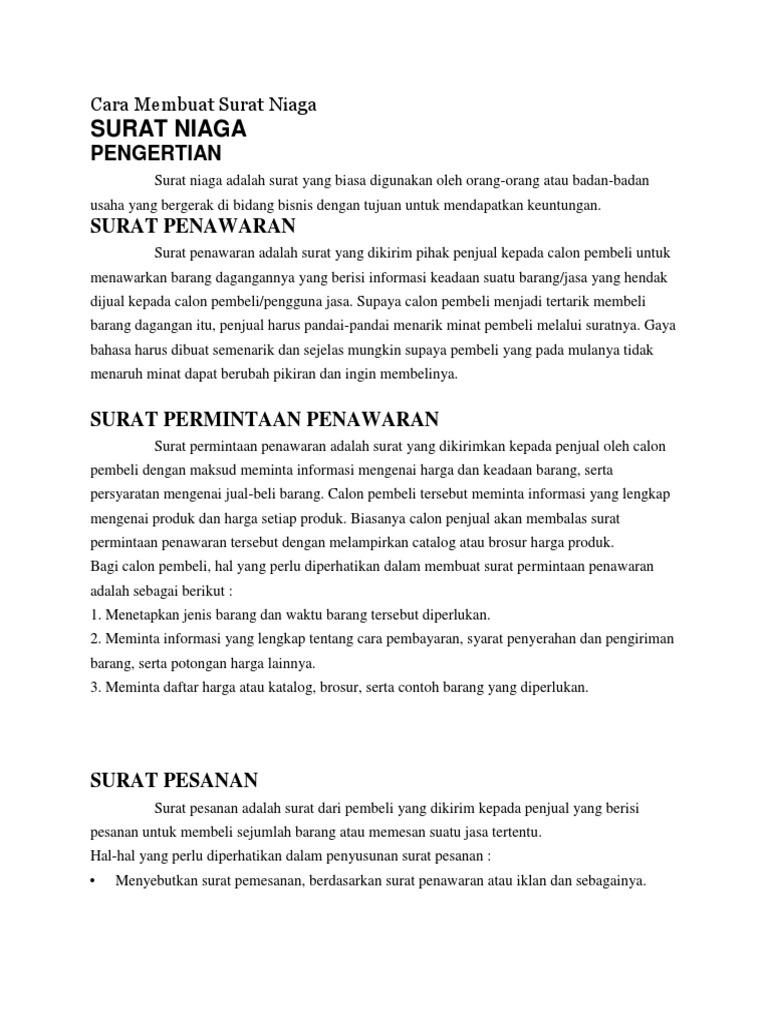 Cara Membuat Surat Niaga | PDF