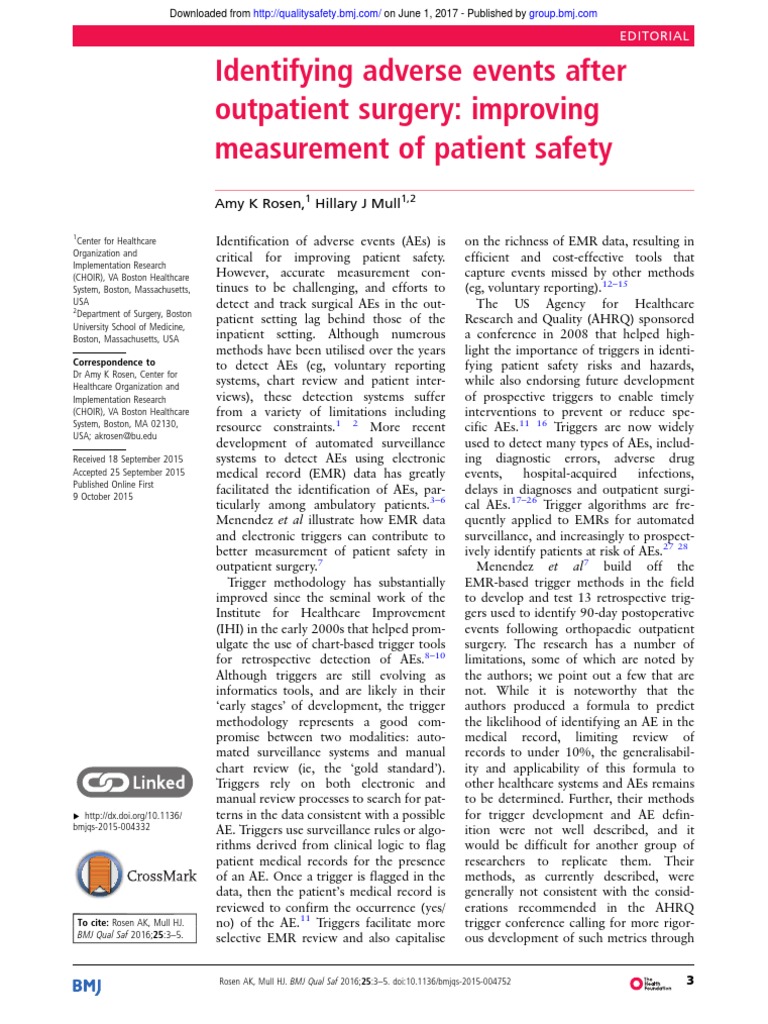 Identifying Adverse Events After Outpatient Surgery: Improving ...