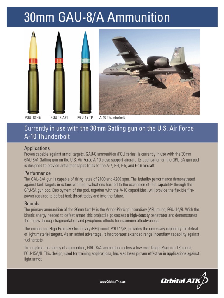 GAU-8A Fact Sheet | PDF | Ammunition | Military Forces