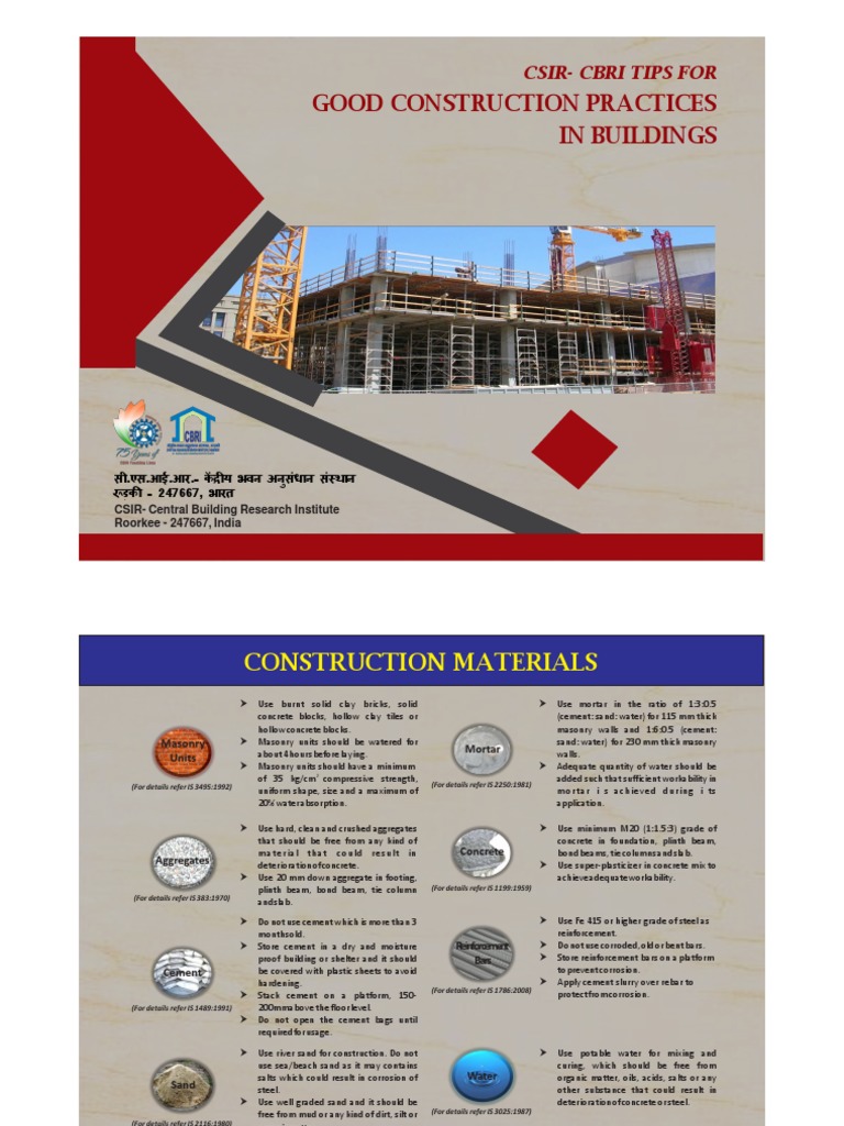 Good Construction Practices | PDF | Masonry | Concrete