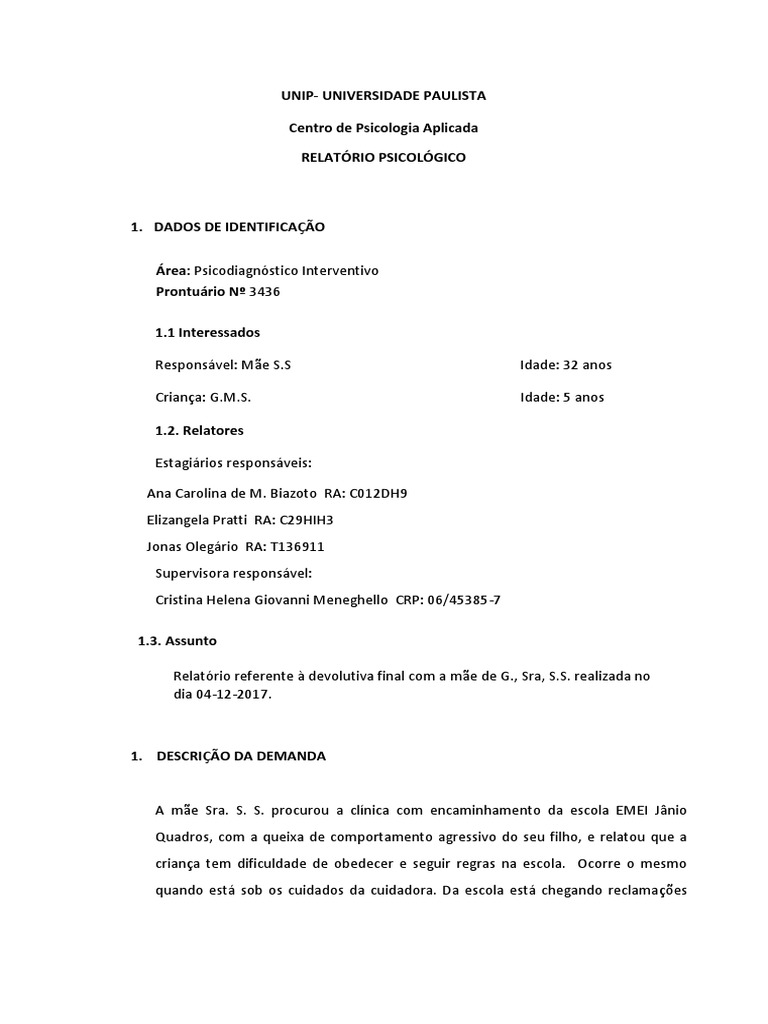 Devolutiva Final G. | Ansiedade | Psicologia e ciência cognitiva
