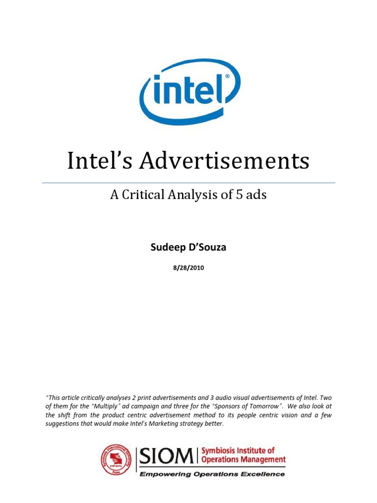 Intel Advertisements Critical Analysis | Intel | Advertising