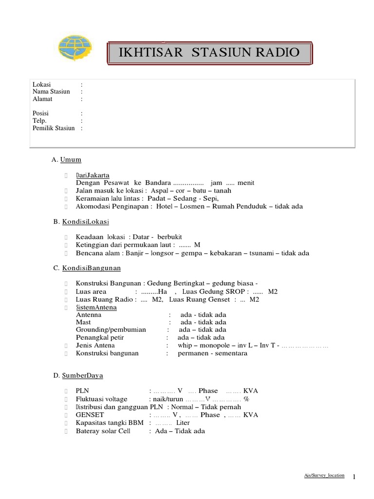Iktisar Stasiun Radio Pantai (Form) | PDF