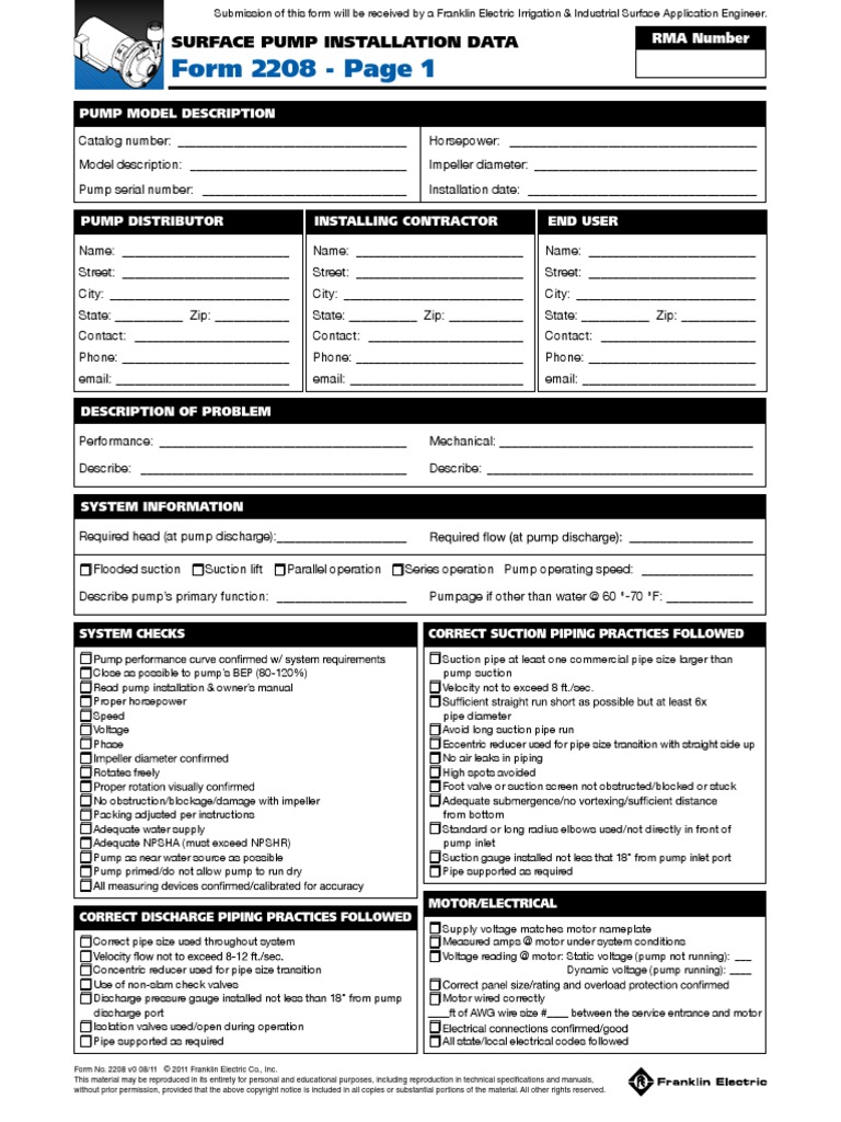 Form 2208 | PDF | Pump | Energy Technology