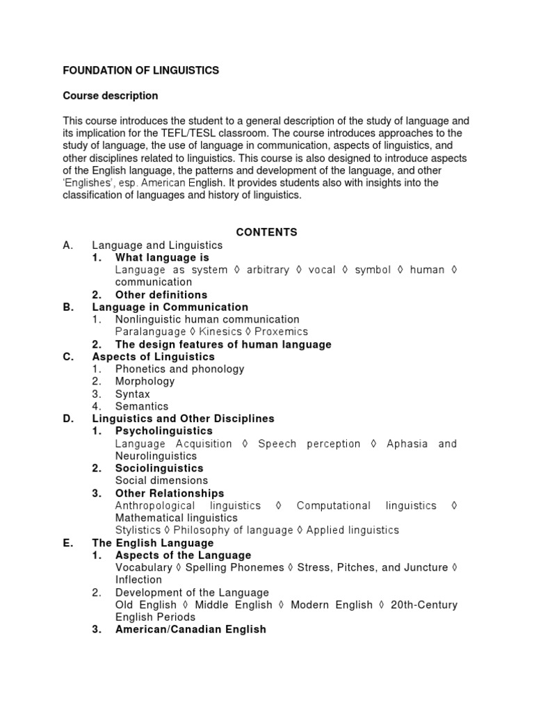 Foundation of Linguistics | PDF | Morphology (Linguistics) | Linguistics