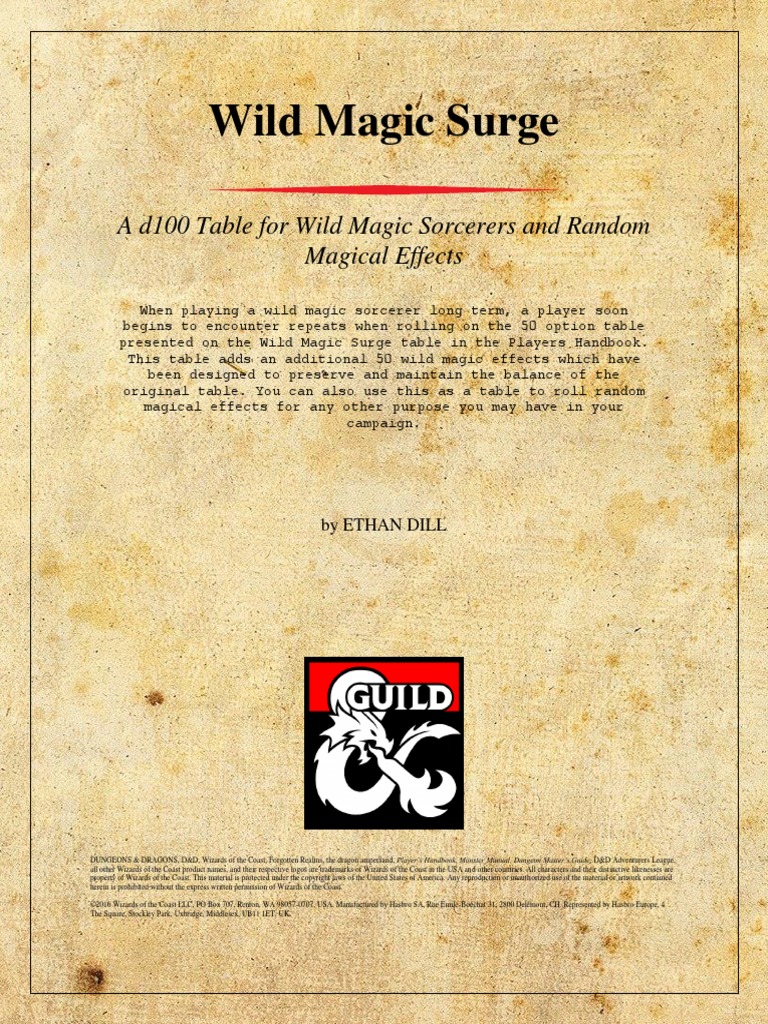 972539-Wild Magic Surge v.1.2 | PDF | Dungeons & Dragons | Wizards Of ...