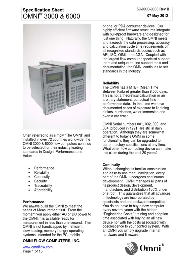 OMNI 3000 6000 Specification Sheet PDF | PDF | Port (Computer Networking) | Personal Computers