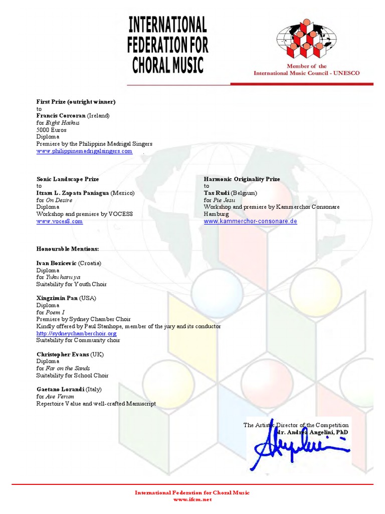Prizes Second IFCM Competition | PDF