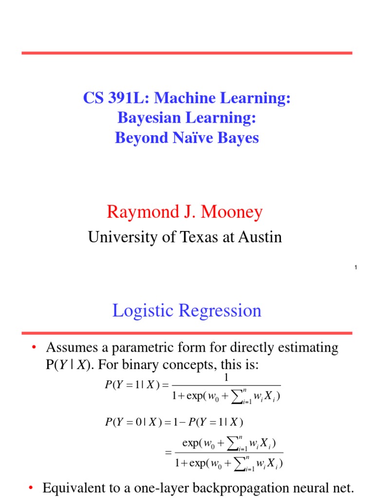 CS 391L: Machine Learning: Bayesian Learning: Beyond Naïve Bayes | PDF | Bayesian Network ...