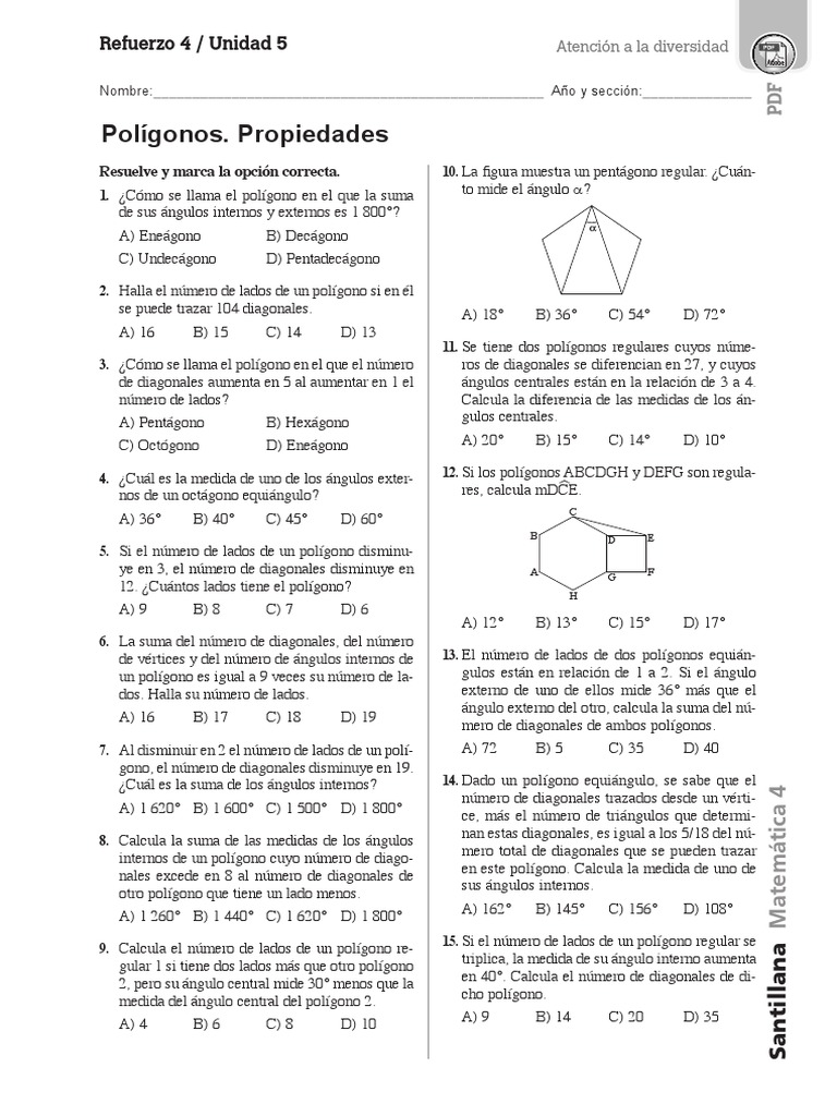 Ejercicios de Polígonos | PDF | Triángulo | Geometría euclidiana