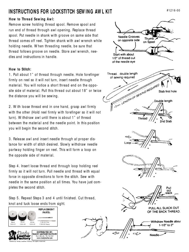 Instructions For Lockstitch Sewing Awl Kit | PDF
