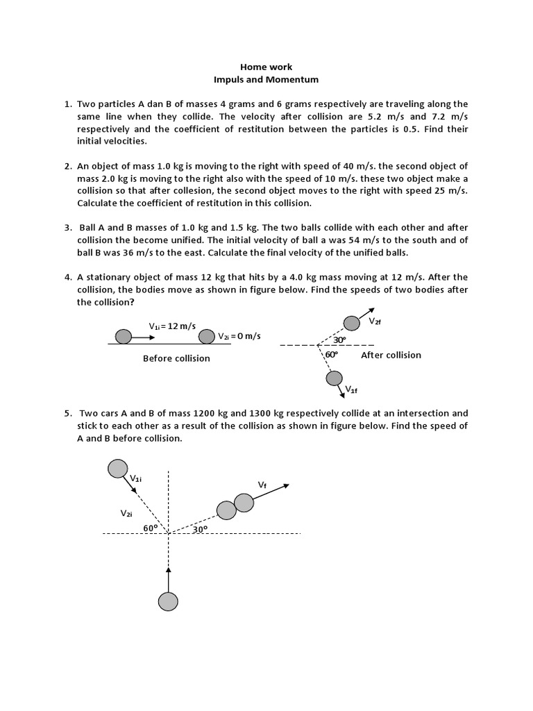 Impulse and Momentum Collision Problems | PDF