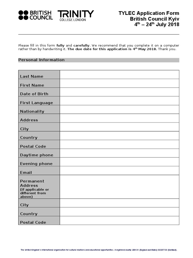 Tylec Application Form Kyiv2018 | PDF | Criminal Record | Government