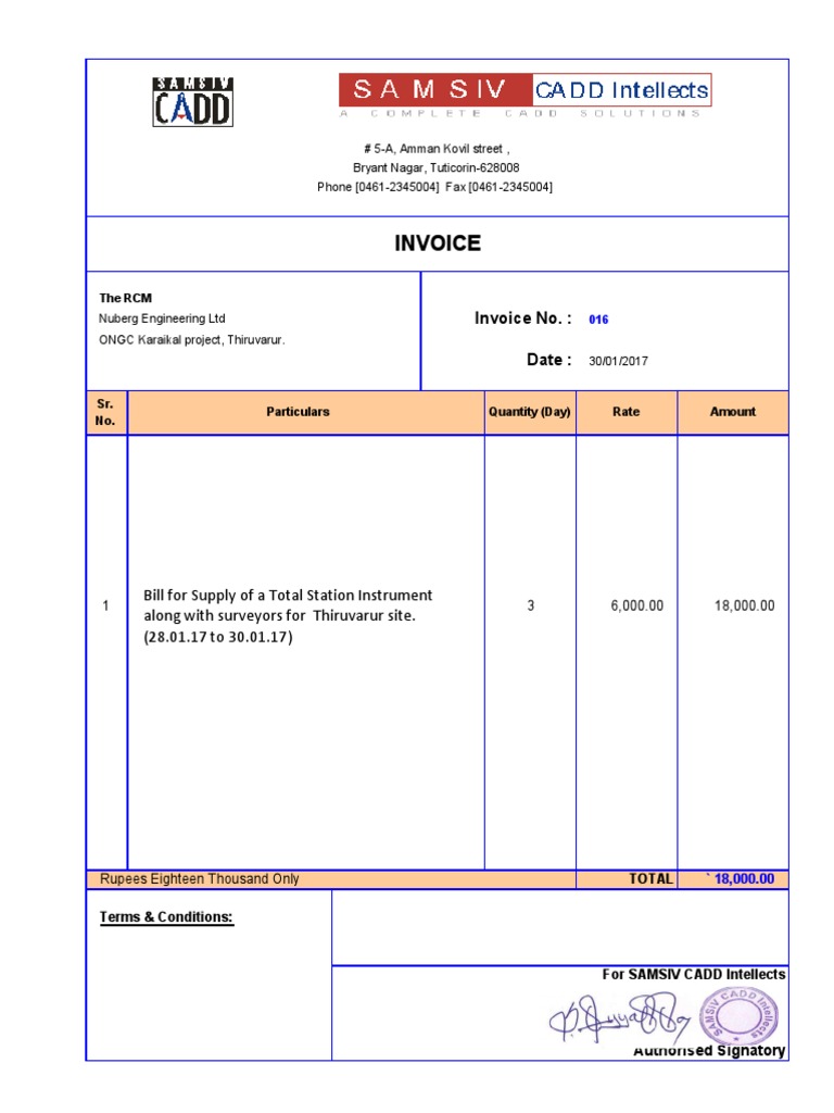 Bill No.16 (30.01.17) - Total Station | PDF | Technology & Engineering