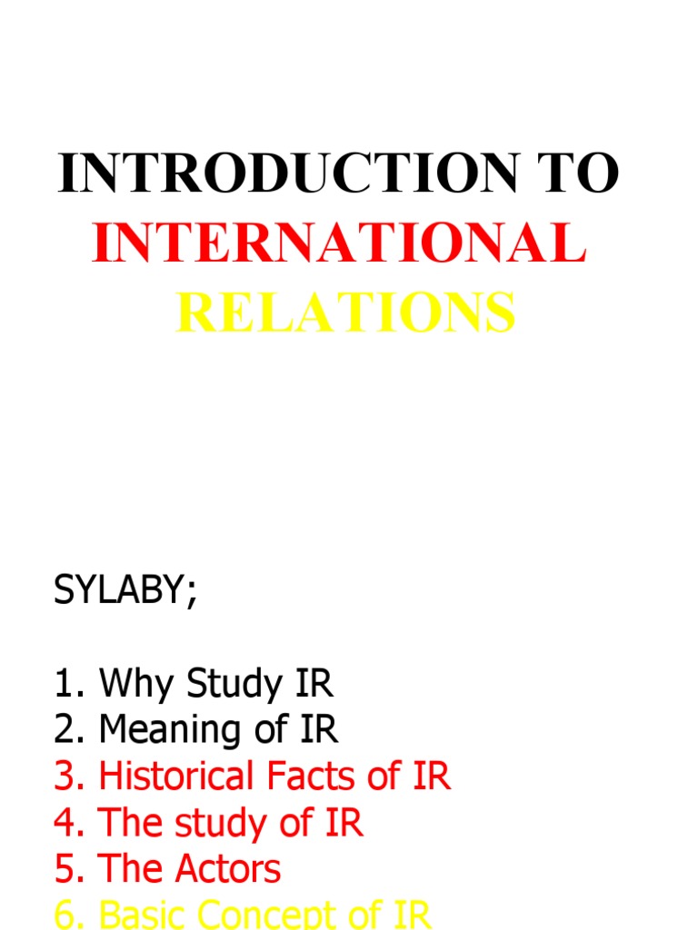 Introduction to International Relations | PDF