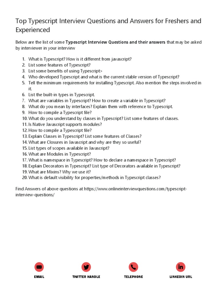 Top Typescript Interview Questions and Answers For Freshers and ...
