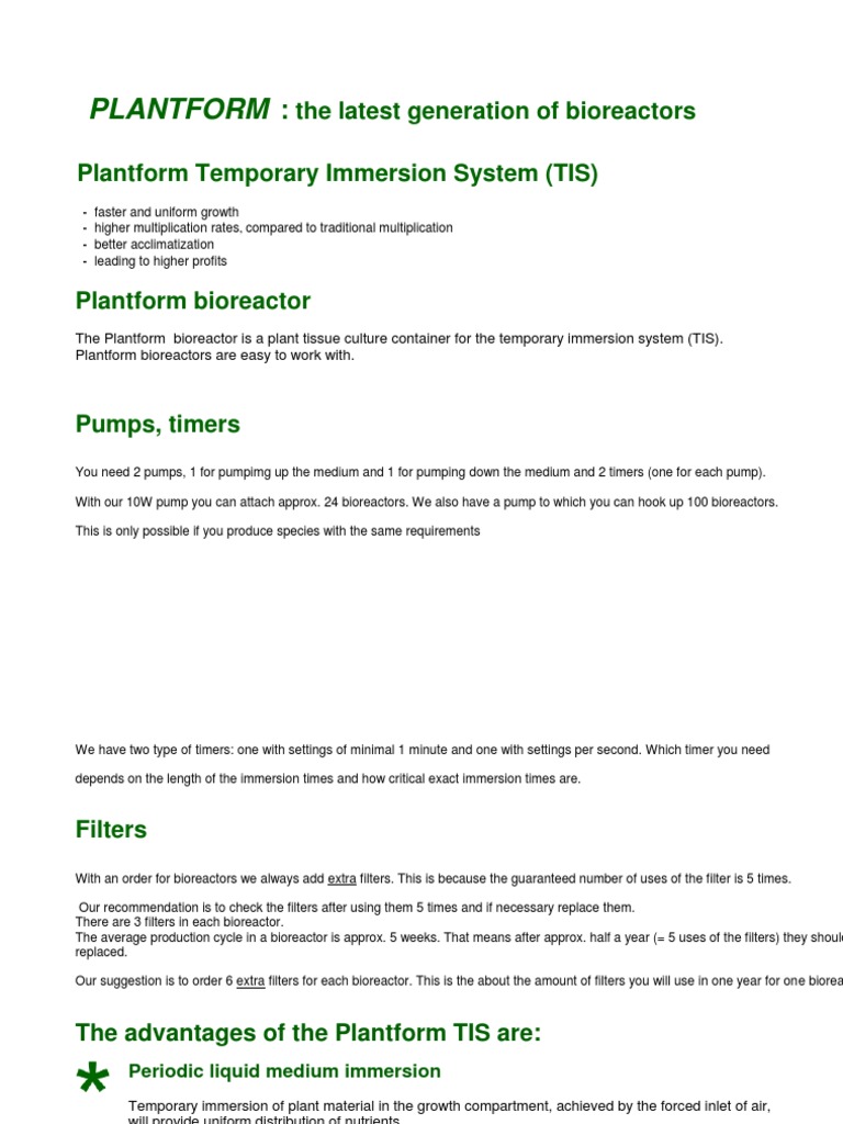 Plantform: The Latest Generation of Bioreactors Plantform Temporary ...