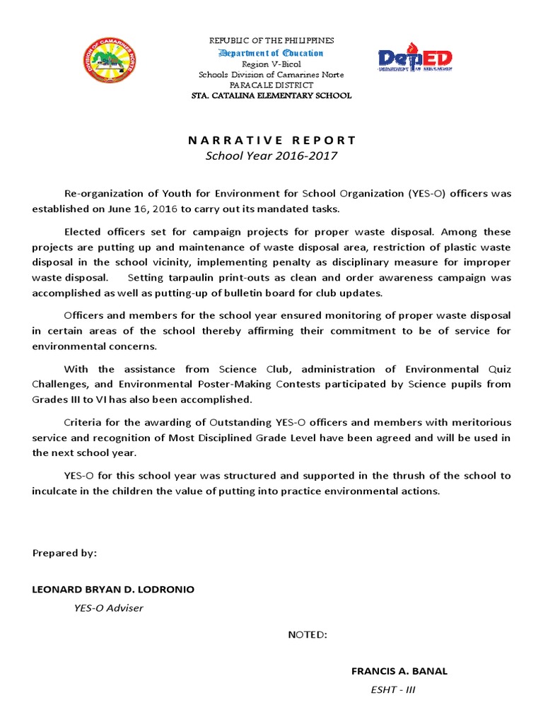 YES-O Initiatives at Sta. Catalina School | PDF