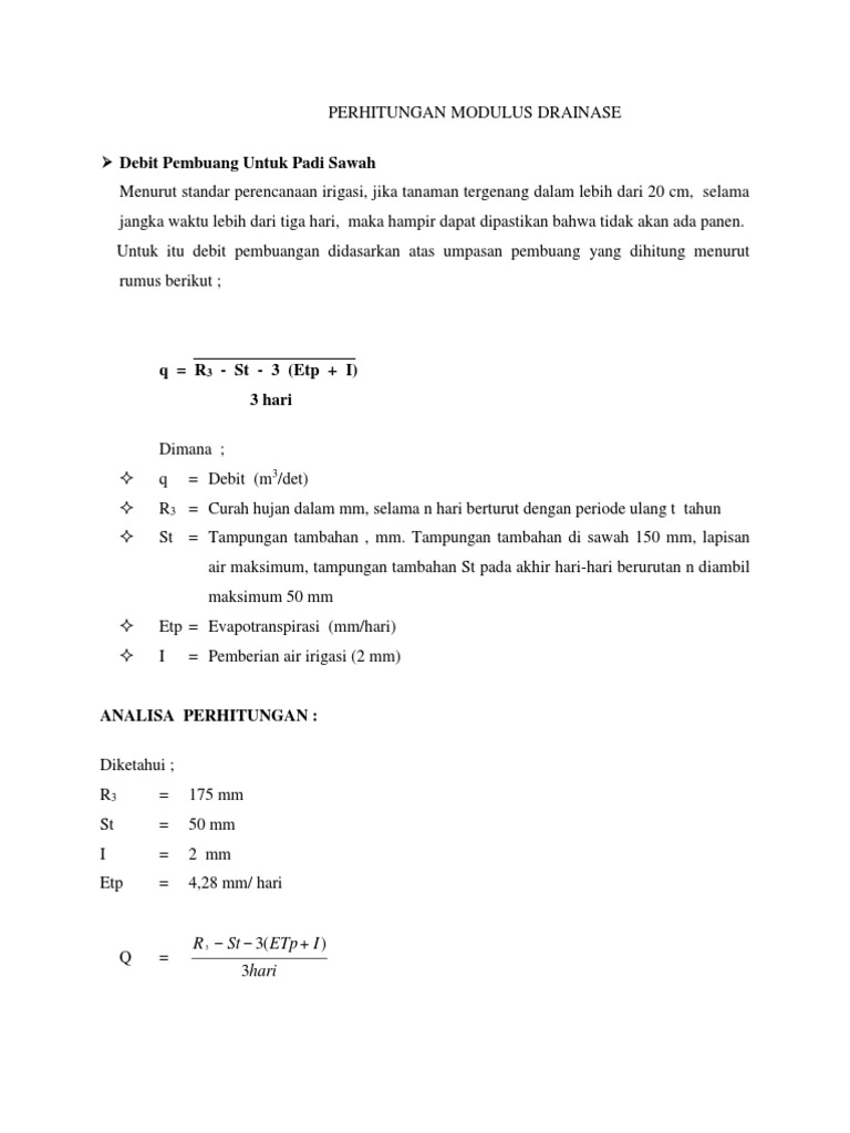 Perhitungan Modulus Drainase | PDF