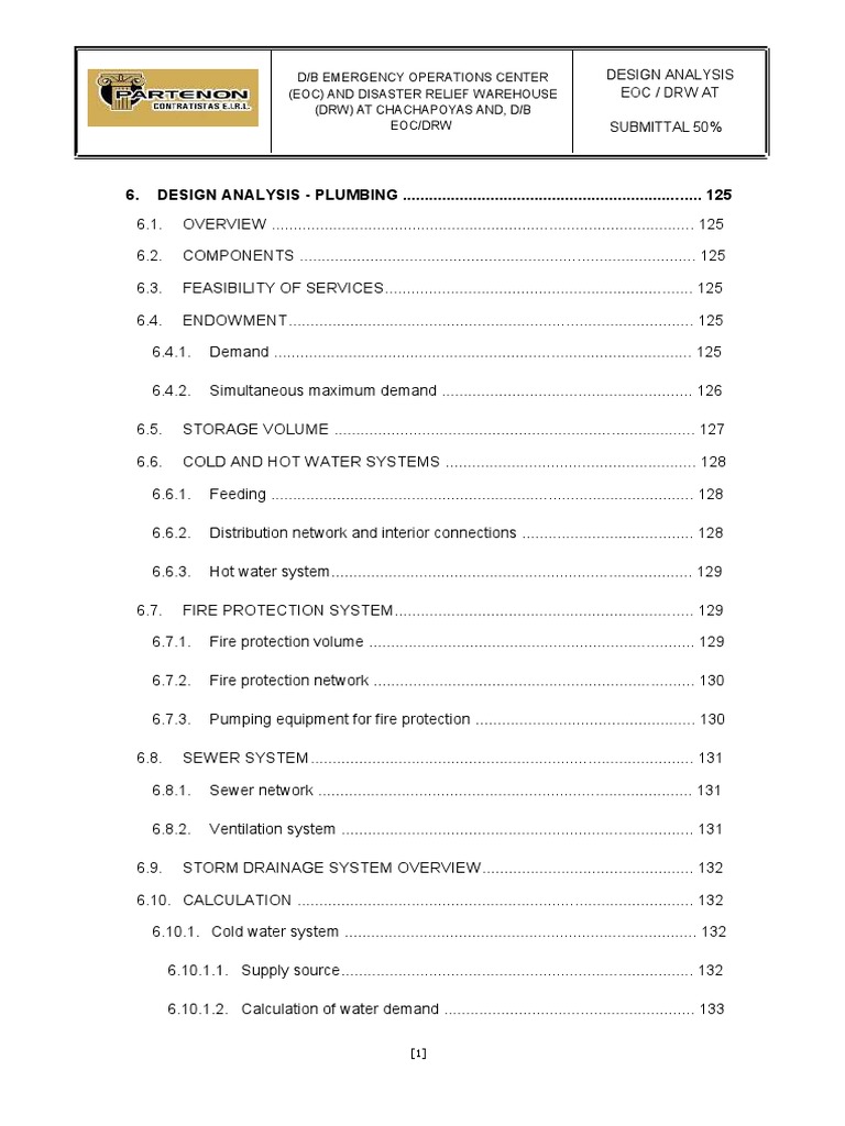 Design Analysis of Plumbing Systems for the Emergency Operations Center ...