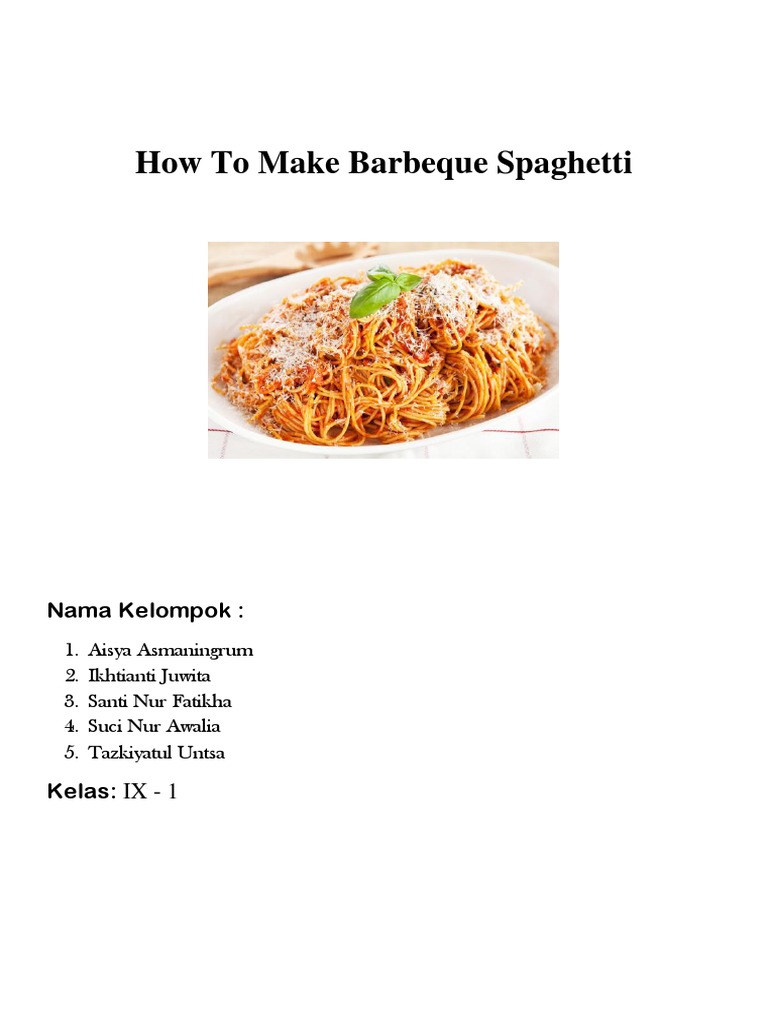 How To Make Barbeque Spaghetti | PDF | Cuisine | Food And Drink Preparation