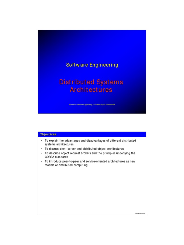 Distributed System Architecture | PDF | Client–Server Model | Common Object Request Broker ...