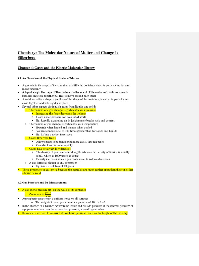 Chemistry - The Molecular Nature of Matter and Change | PDF | Gases | Heat