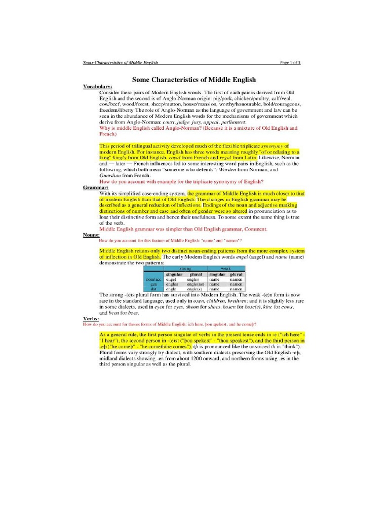 Characteristics of Middle English Poetry | PDF