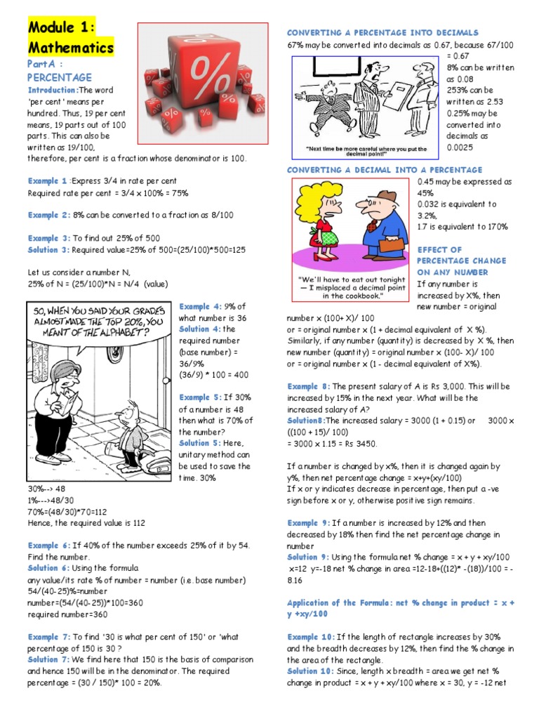 Module 1 Math | PDF | Percentage | Fraction (Mathematics)