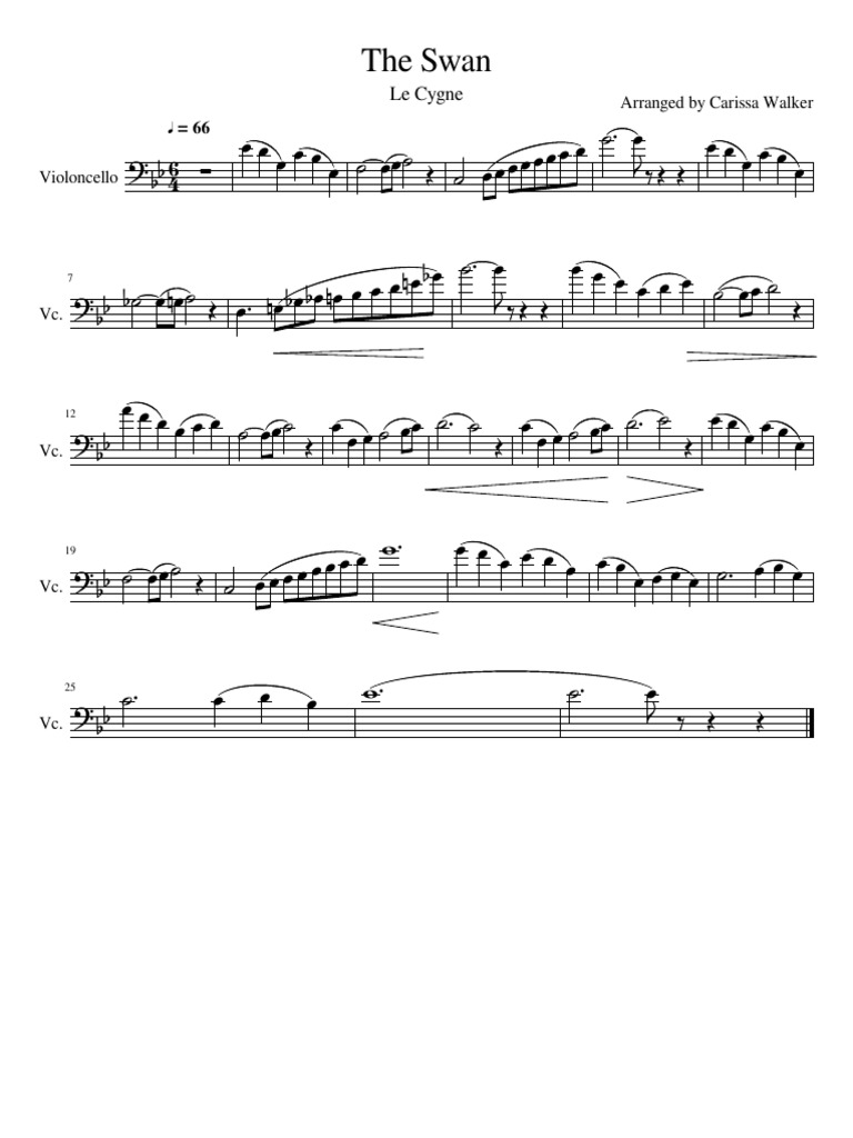 The Swan | PDF | Camille Saint Saëns | Compositions