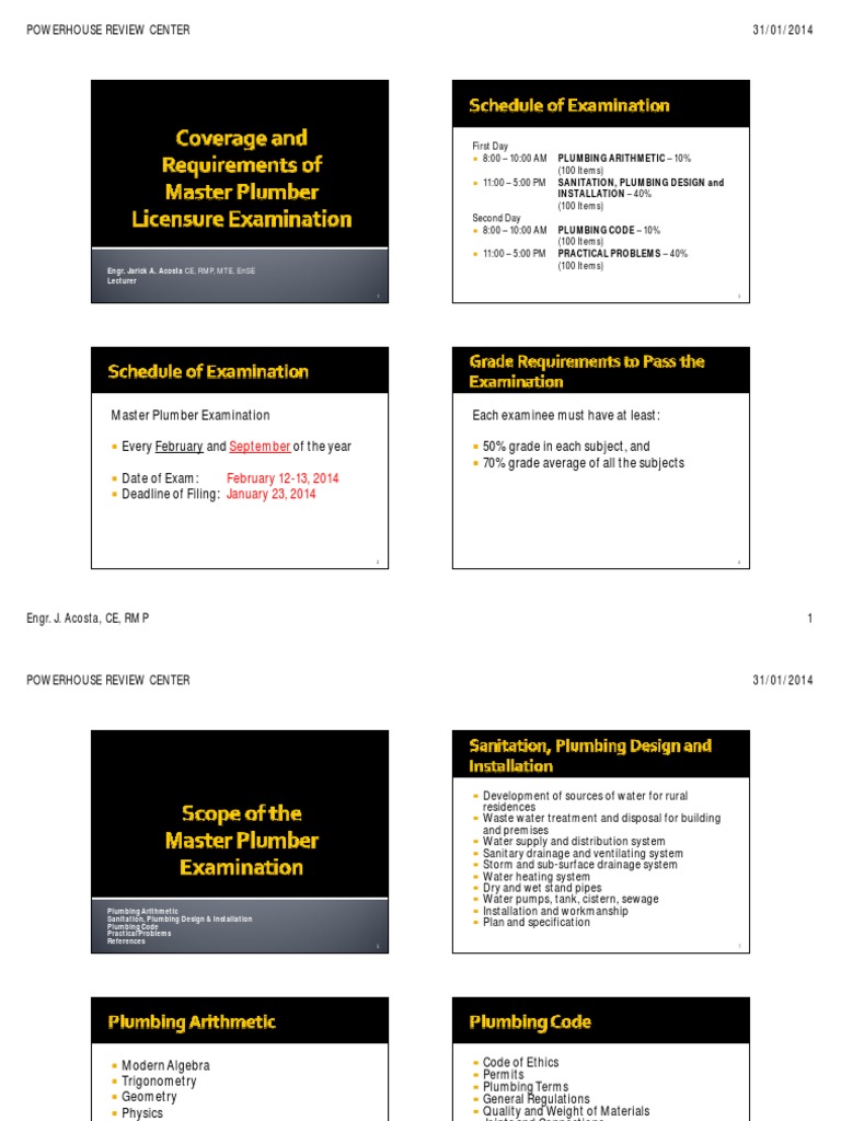 Master Plumber Exam Guide | PDF | Plumbing | Identity Document