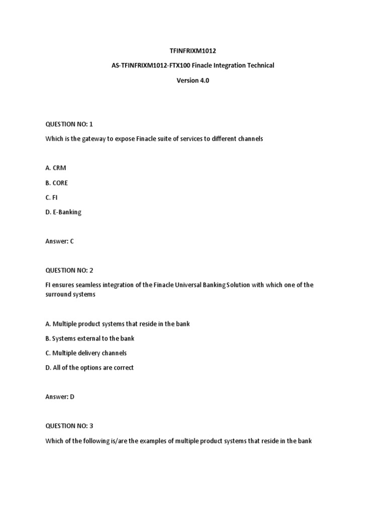 Tfinfrixm1012 AS-TFINFRIXM1012-FTX100 Finacle Integration Technical | PDF | Enterprise Java ...