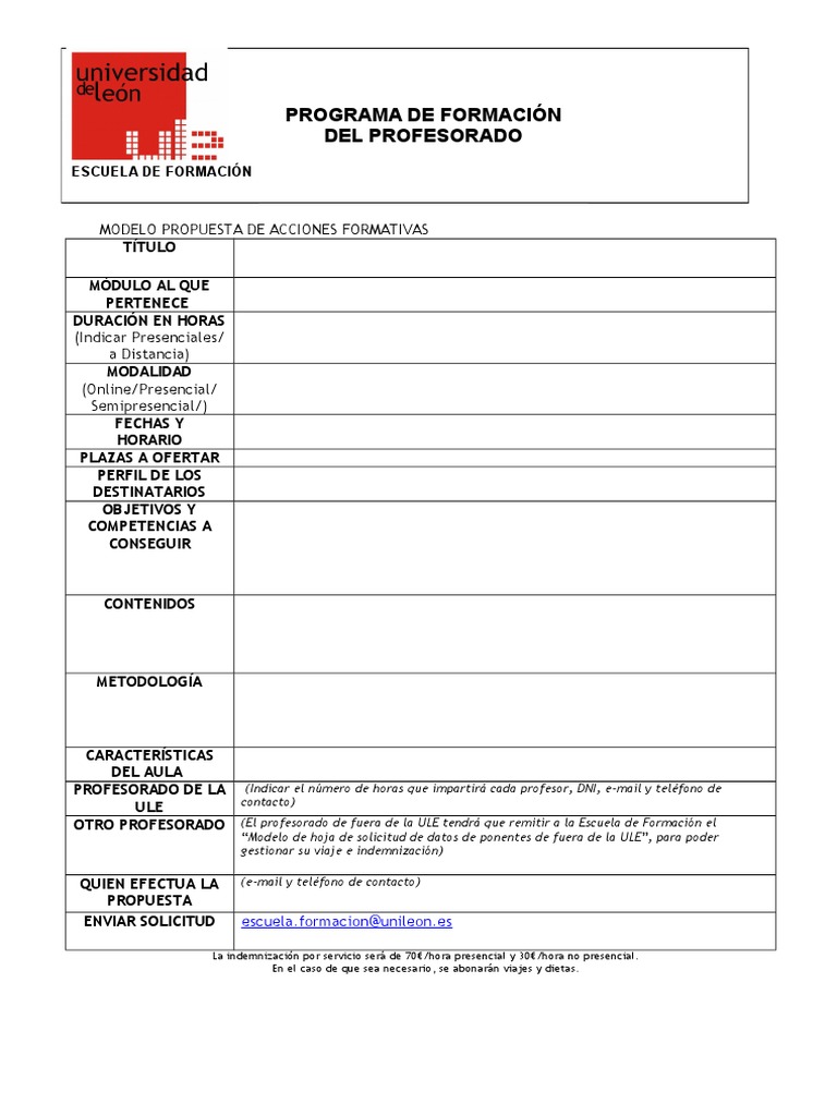 Modelo de Propuesta Acción Formativa