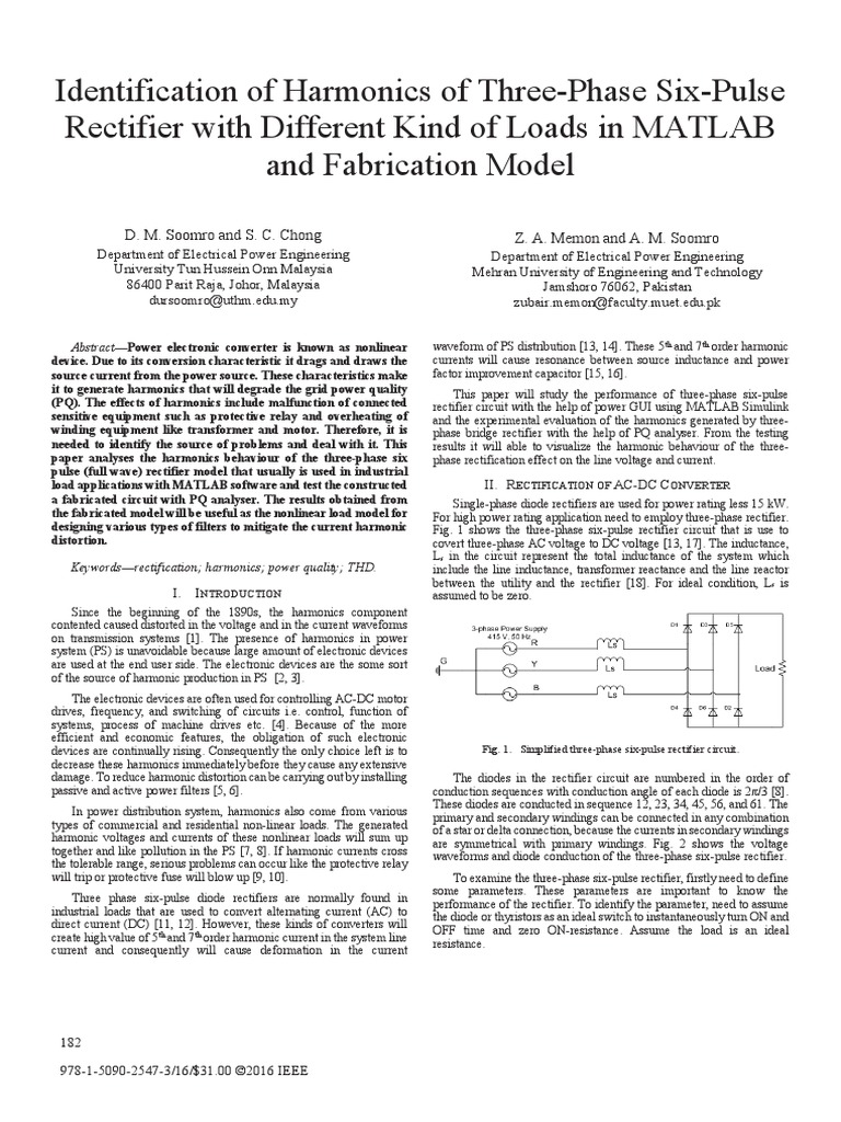 Identification of Harmonics of Three-Phase Six-Pulse | PDF | Rectifier ...
