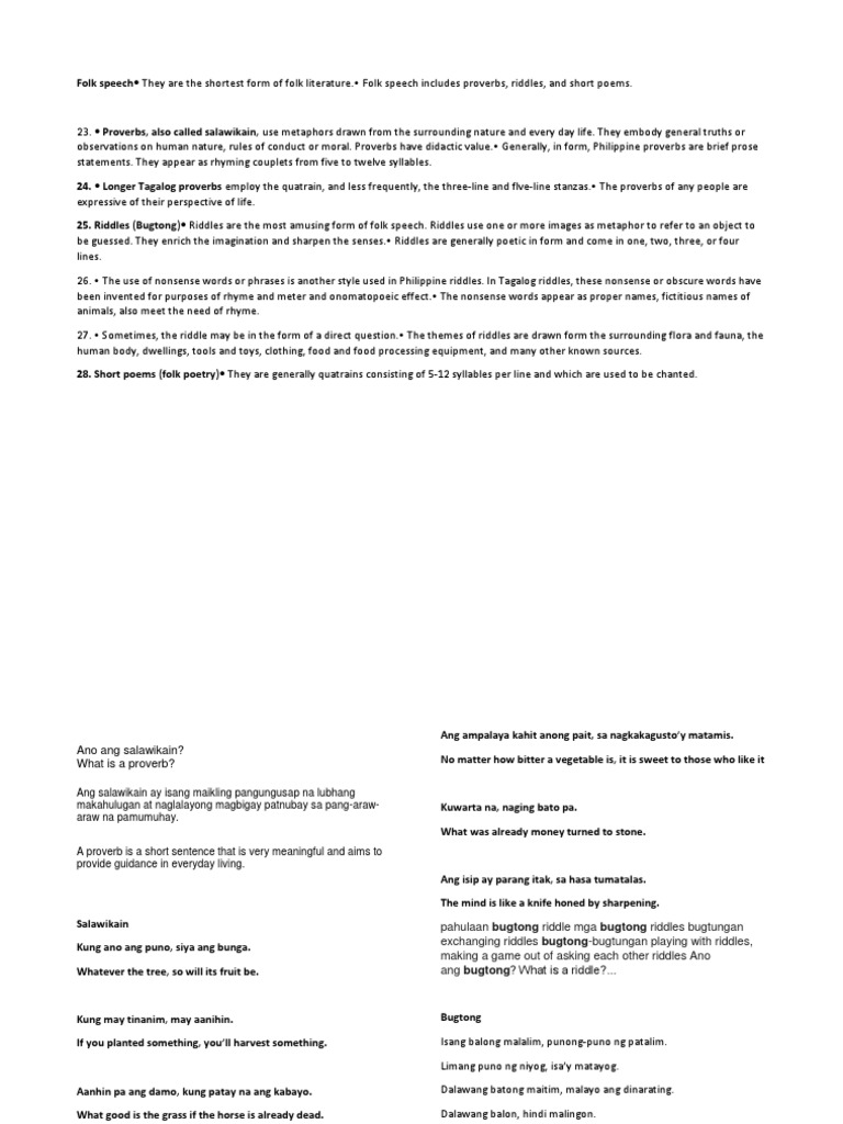 Folk Speech Present.. | PDF | Riddle | Poetry