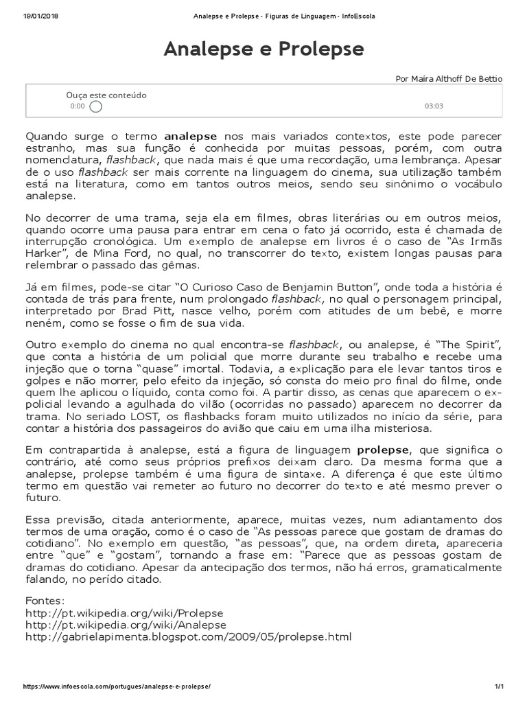 Analepse e Prolepse: Figuras de Linguagem que Representam o Passado e o ...