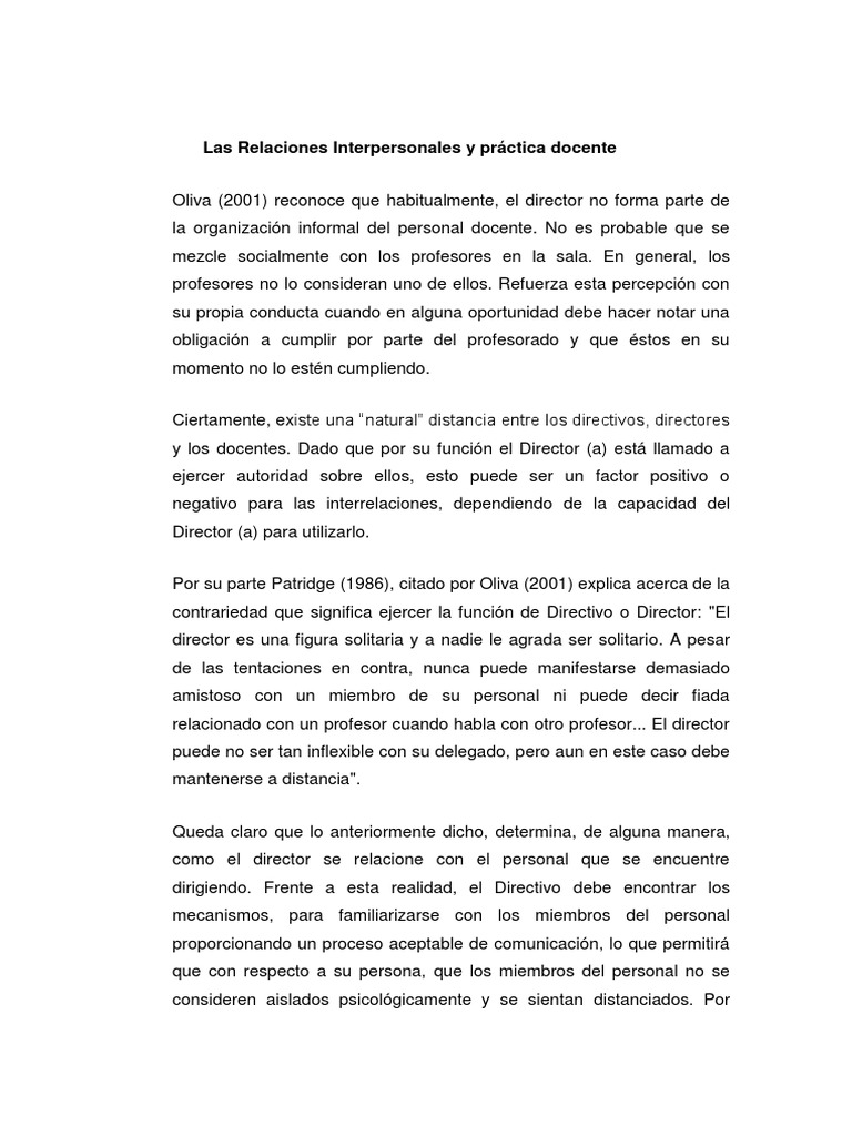 Las Relaciones Interpersonales y Práctica Docente | PDF | Epistemología ...