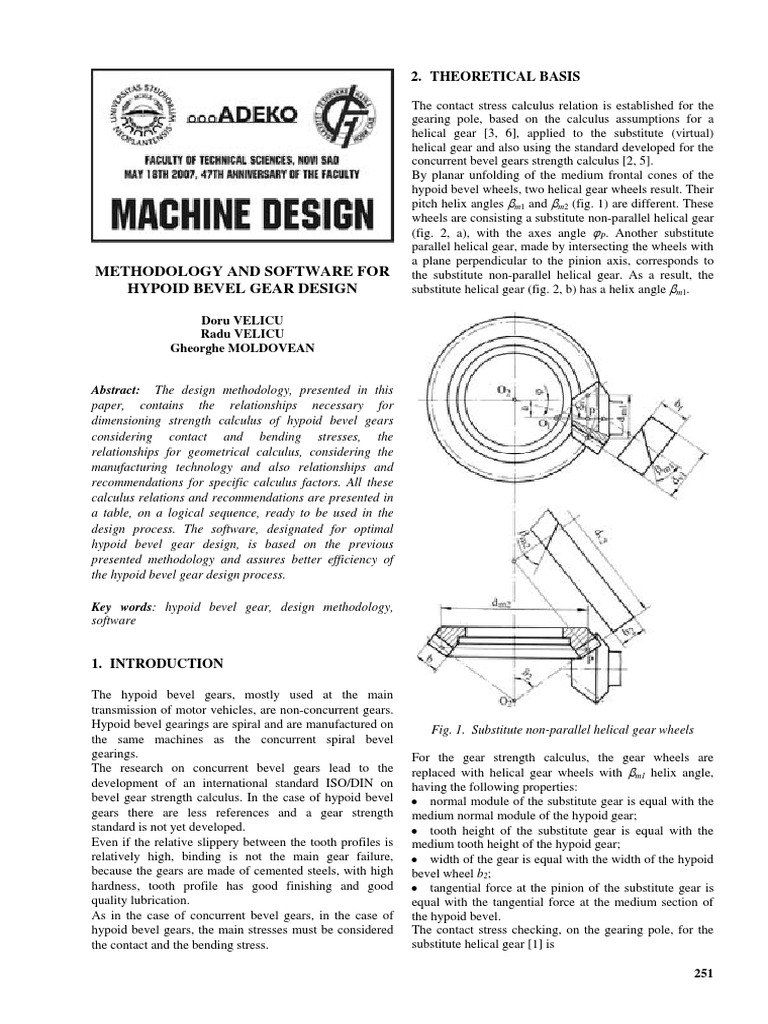 Methodology and Software For Hypoid Bevel Gear Design: 2. Theoretical ...