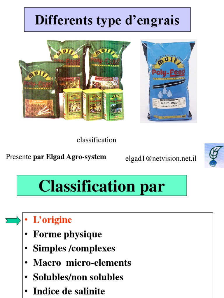 Types et classification des engrais | PDF | Manganèse | Fertilisant